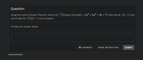 Solved Using The Inverse Function Theorem What Is S Chegg