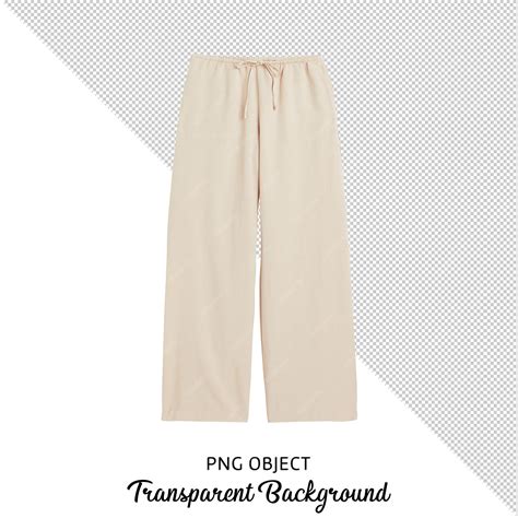 투명 한 배경에 고립 된 기본 베이지색 여성 헐렁한 바지 이랑의 전면 보기 프리미엄 Psd 파일