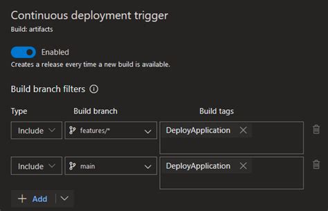 Filtering Azure Devops Release Build Based Upon Build Tag With Continuous Deployment Trigger
