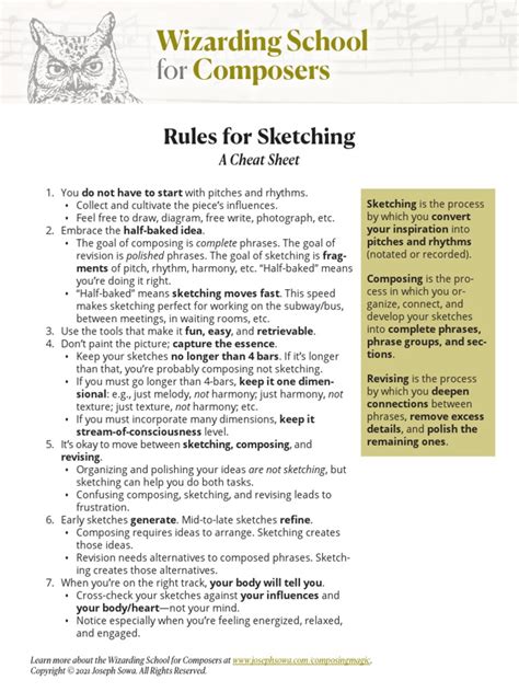 Rules For Sketching Cheat Sheet Pdf Musical Compositions