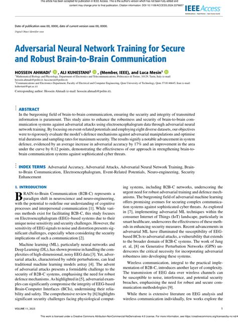 Pdf Adversarial Neural Network Training For Secure And Robust Brain To Brain Communication