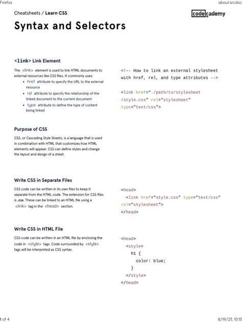 Css1 Pdf Html Element Html