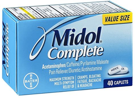Midol Complete Maximum Strength Pain Reliever Caplets 40 Ea Pack Of 2
