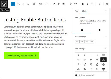 Add Icons To Wordpress Core Button Block