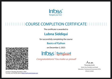 Lubna Siddiqui On Linkedin Python Infosysspringboard Infosys