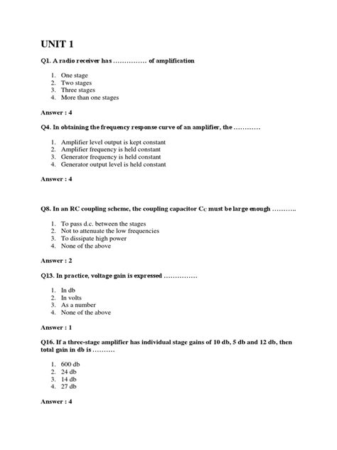 Mcq On Analog Pdf Amplifier Distortion