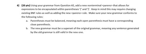 solved for the following bnf grammar rules answer the
