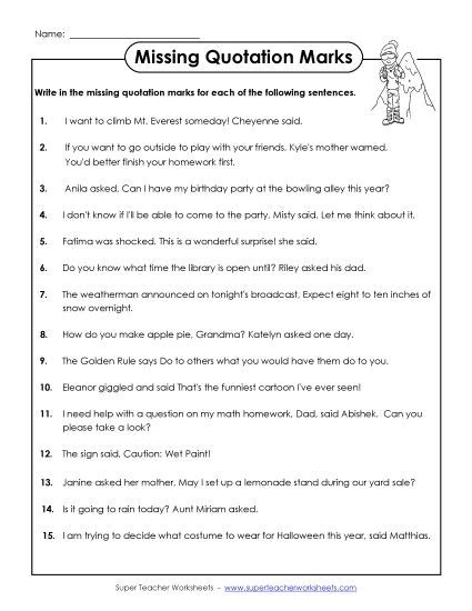 4th Grade Quotation Mark Worksheet Quotation Marks Task Cards