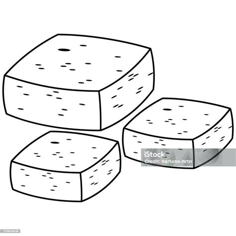 Tofu Line Art Vector Element With Vegetarian Theme Illustration Stock