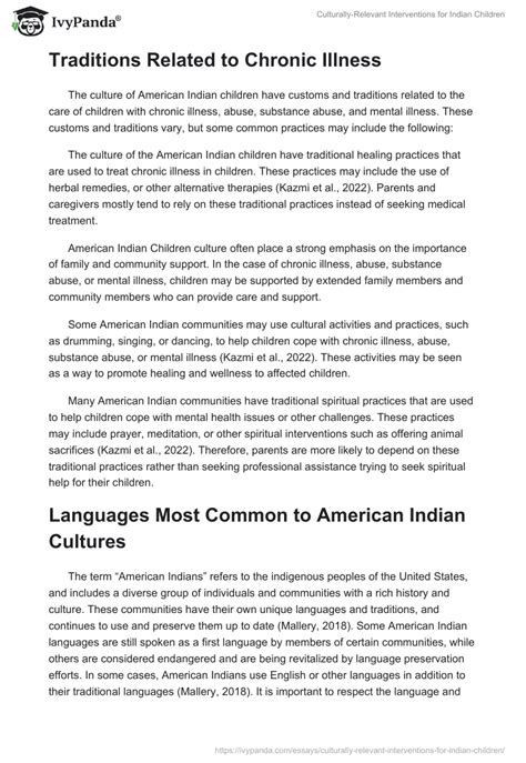 Culturally Relevant Interventions For Indians 1330 Words Essay Example