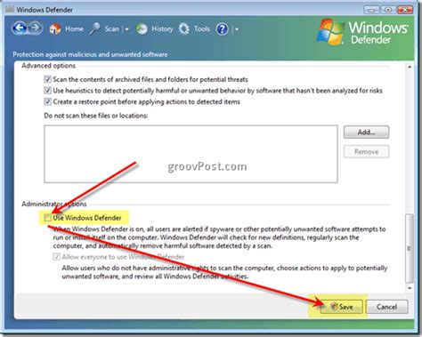How To Disable Windows Defender For Microsoft Vista
