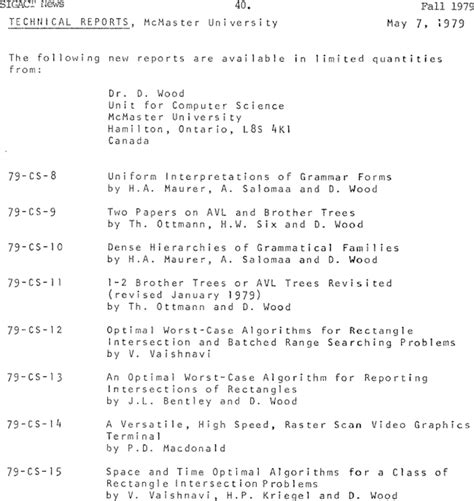 recent technical reports acm sigact news