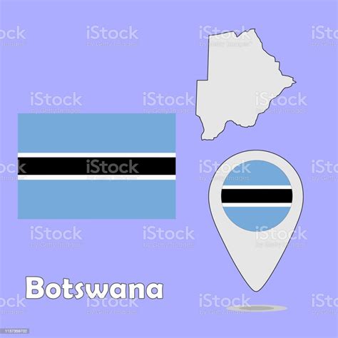 Flag Map And Pointer Of Botswana Stock Illustration Download Image Now Abstract Art