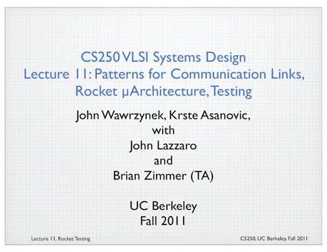 Pdf Cs250 Vlsi Systems Design Lecture 11 Patterns For Insteecs