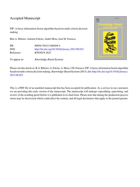 Pdf Fif A Fuzzy Information Fusion Algorithm Based On Multi Criteria