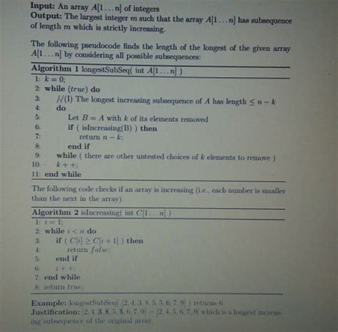 Solved Input An Array A 1 N Of Integers Output The