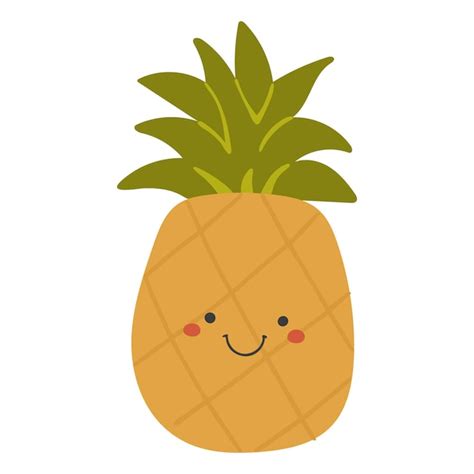 Premium Vector Cute Pineapple Fruit Vector Fruit With Face Happy