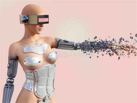 D Rendering Of A Female Android Robot Posing Stock Illustration Illustration Of Modern Body