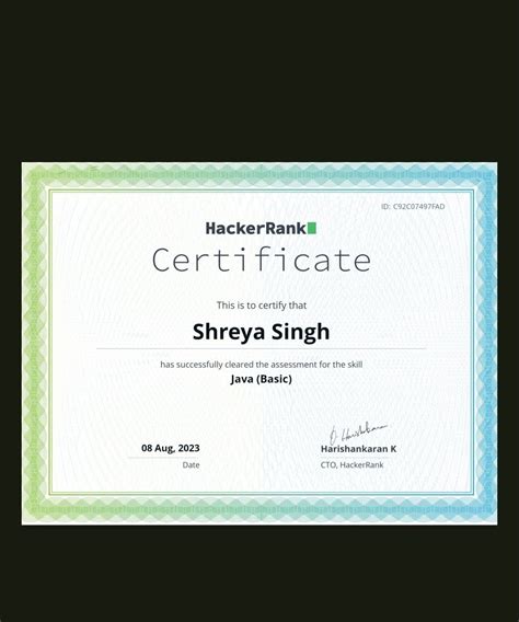 shreya singh on linkedin hackerrankcertified javabasics