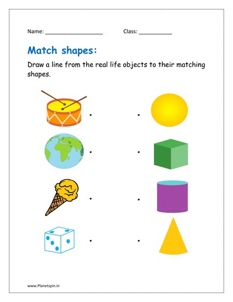 matching shapes with objects worksheets