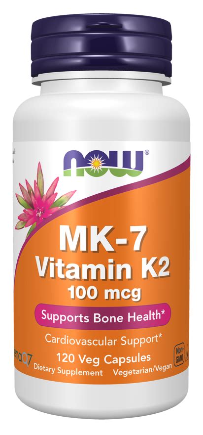 Mk 7 Vitamin K2 100 Mcg Arterial And Bone Health Support Now Supplements