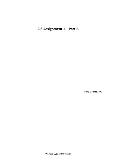 CIS Assignment Part B CIS Assignment Part B Word Count Contents Studocu