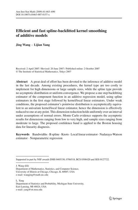 Pdf Efficient And Fast Spline Backfitted Kernel Smoothing Of Additive