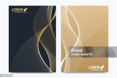 안내 책자 전단지 전단지 커버 카탈로그 잡지 또는 연례 보고서 A4 크기에 대 한 최신 벡터 템플릿 비즈니스 과학 및 기술 설계도 서 레이아웃입니다 황금 파도 함께 프레 젠