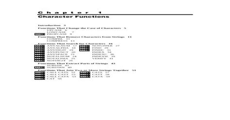 Pdf Chapter 1 Character Functions Sas Support · Chapter 1 Character