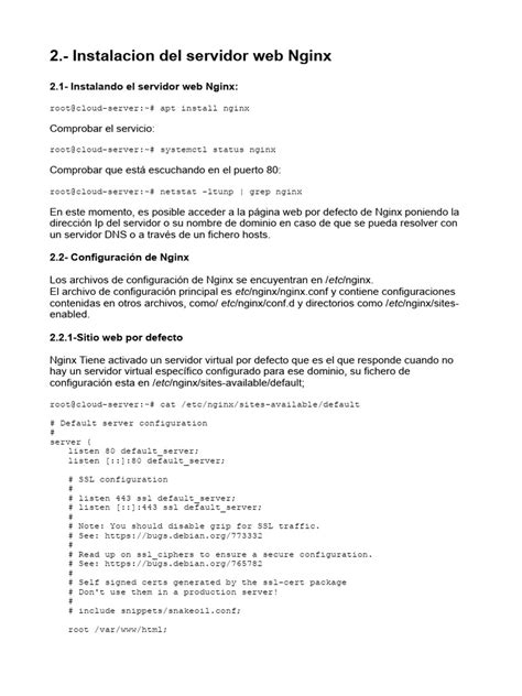 2 Instalacion Servidor Web Nginx Pdf Redes Internet Y Web