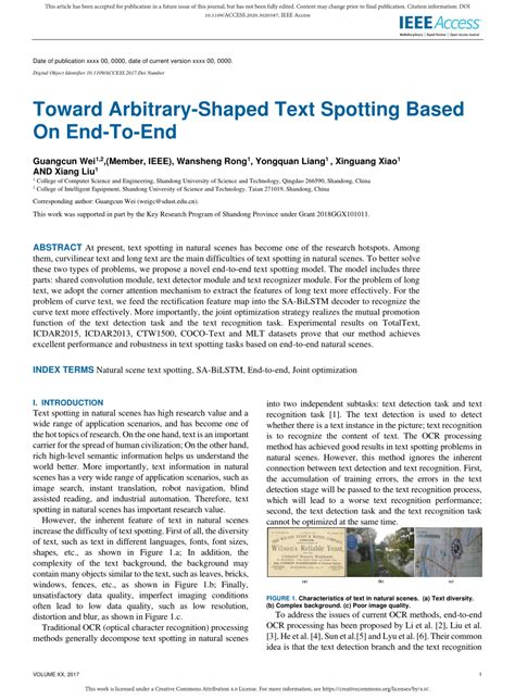 Pdf Toward Arbitrary Shaped Text Spotting Based On End To End