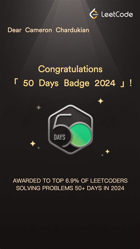 I Recently Earned The 50 Days Of Leetcode 2024 Badge I Started Regularly Solving Problems In