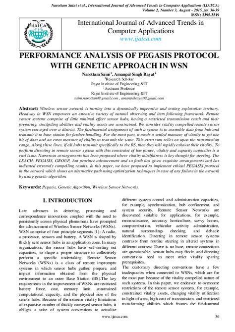 Pdf Performance Analysis Of Pegasis Protocol With Genetic Approach In Wsn