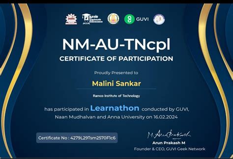 Guvi Nanmudhalvan Annauniversity Malini S