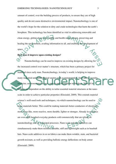 Emerging Technologies Nanotechnology Research Paper