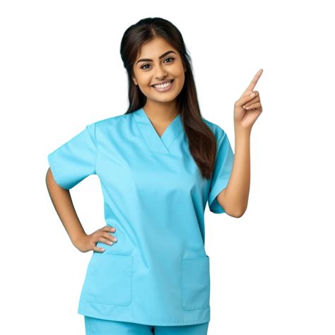 Ai Generated Young Nurse Indian Woman Isolated Smiling And Pointing On