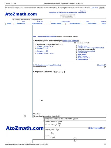newton raphson method algorithm and example 1 f x x 3 x 1 pdf