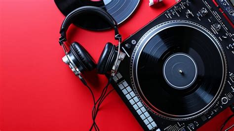 Premium Photo A Flat Lay Composition Of A Djs Turntable Headphones