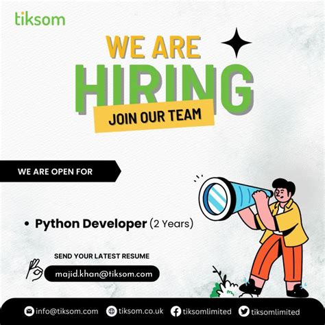 majid khan lodhi on linkedin hiring alert 📢 tiksom limited is hiring