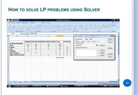using excel solver in solving lp and transportation problems ppt