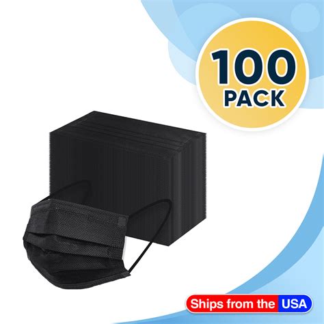 Black Disposable Face Masks 3 Ply Breathable Masks Elastic Ear Loop