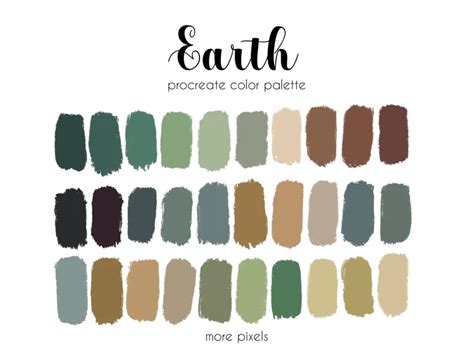 Earth Color Palette Procreate Color Palette Hex Code IPad Etsy Nederland Earth Colour Palette