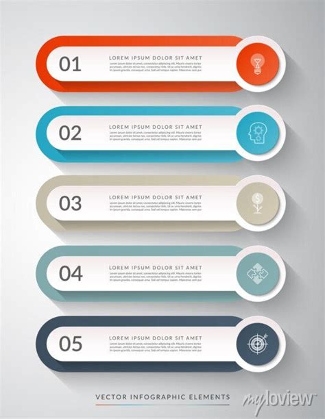 Step Process Chart For Infographics Clean Colorful Vector Posters For The Wall Posters