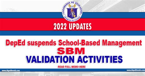 Deped Suspends School Based Management Validation Activities