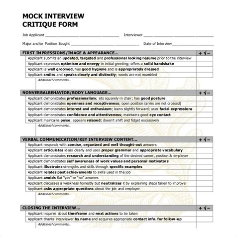 Free Interview Assessment Forms In Pdf Ms Word Excel