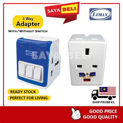 LEMAX Way Adaptor SIRIM Neon Light Indicator Extension Plug Adapter Socket Plug Universal