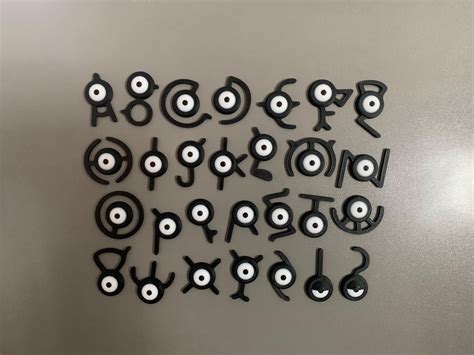 3d Printed Pokémon Unown Alphabet Fridge Magnets Etsy