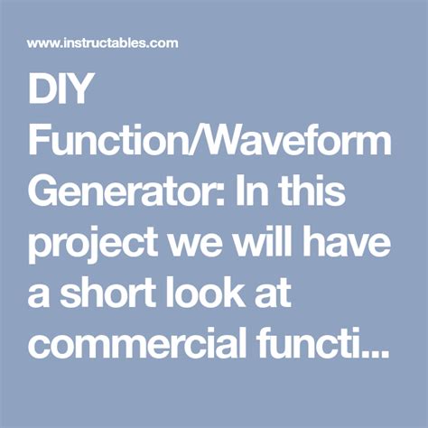 Diy Functionwaveform Generator Function Generator Electronics