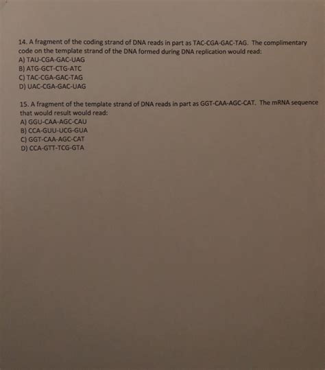 Solved A Fragment Of The Coding Strand Of DNA Reads In Chegg