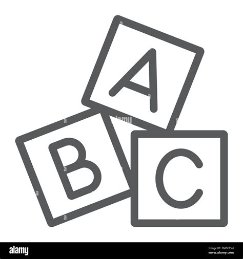 Alphabet Cubes Line Icon Abc And Toy Block Sign Vector Graphics A Linear Pattern On A White